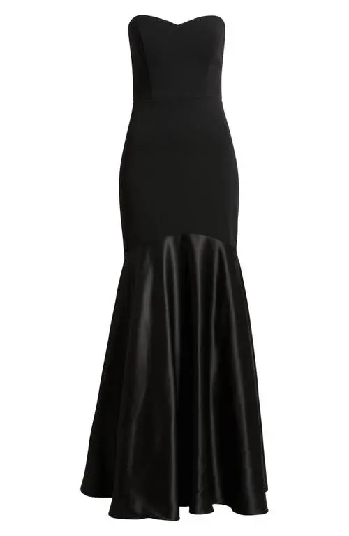Eliza J Strapless Crepe And Satin Mermaid Gown