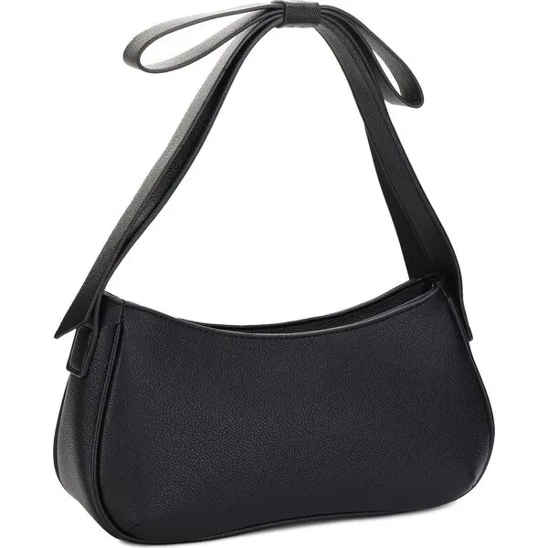 MALI + LILI Marissa Bow Vegan Leather Shoulder Bag - Black