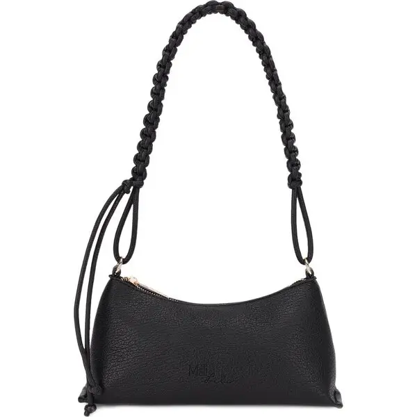 MALI + LILI Phoebe Vegan Leather Shoulder Bag With Braided Strap - Black