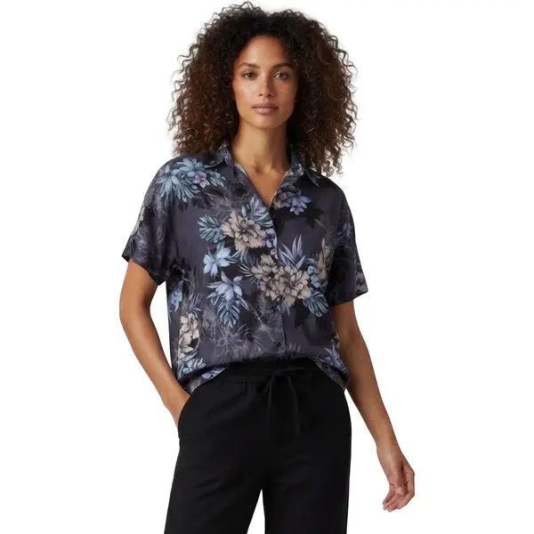 LORDS OF HARLECH Exotic Floral Linen Printed Shirt - Exotic Floral Black