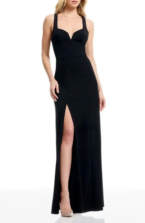 Dress The Population Nettie Side Slit Gown - Black