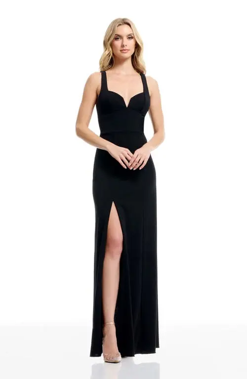 Dress The Population Nettie Side Slit Gown - Black