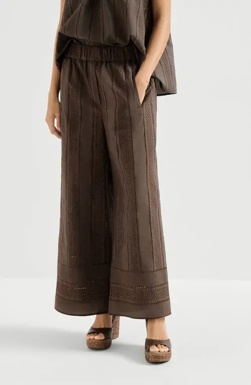Brunello Cucinelli Broderie Anglaise Track Trousers