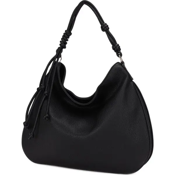 MALI + LILI Yasmin Vegan Leather Hobo Shoulder Bag - Black