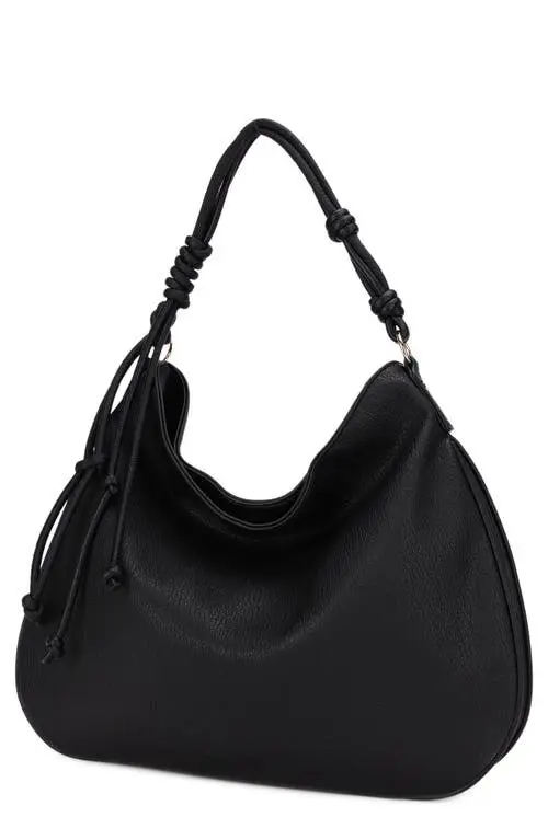 MALI + LILI Yasmin Vegan Leather Hobo Shoulder Bag - Black