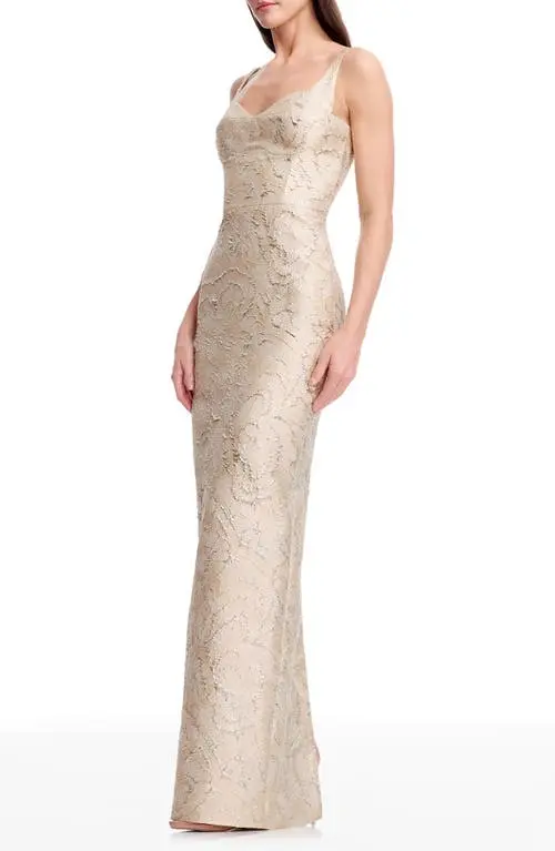 Dress The Population Elijah Seamed Jacquard Column Gown