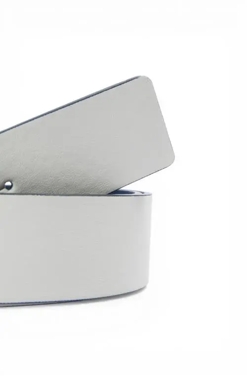 SCALPERS Reversible Leather Belt With Skull Buckle - Whitenavy