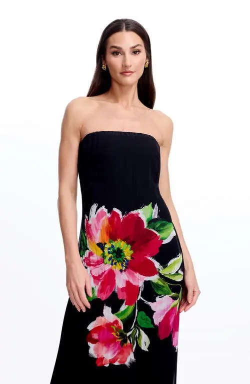 Dress The Population Floral Strapless Gown