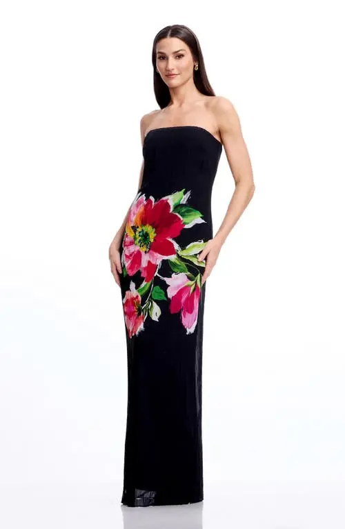 Dress The Population Floral Strapless Gown