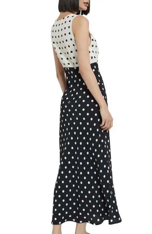 OTTOD'AME Viscose Maxi Dress With Polka Dot Print And V-neck