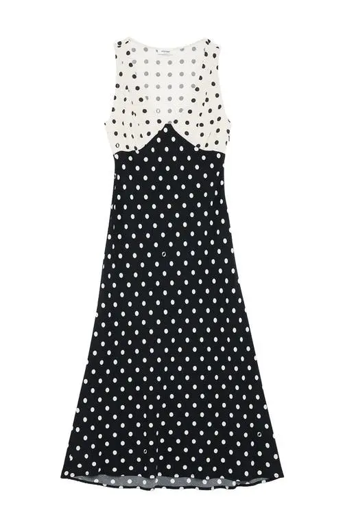OTTOD'AME Viscose Maxi Dress With Polka Dot Print And V-neck