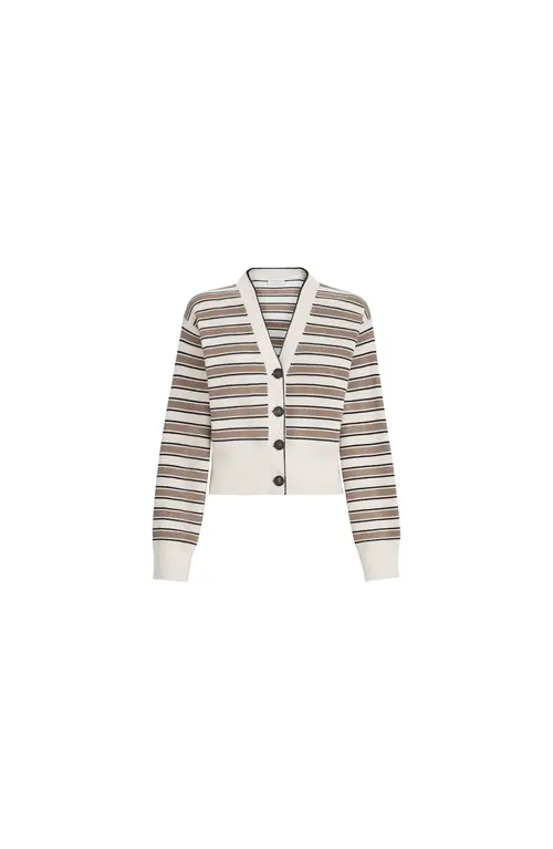Brunello Cucinelli Cotton Cardigan With Sparkling Stripes
