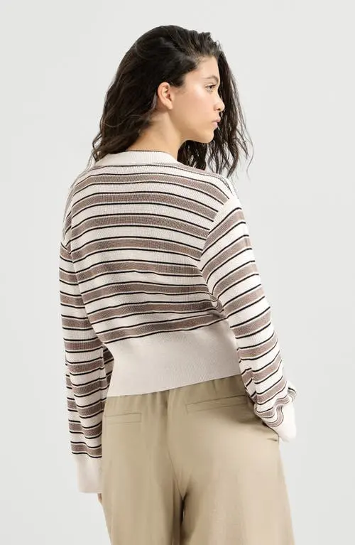 Brunello Cucinelli Cotton Cardigan With Sparkling Stripes