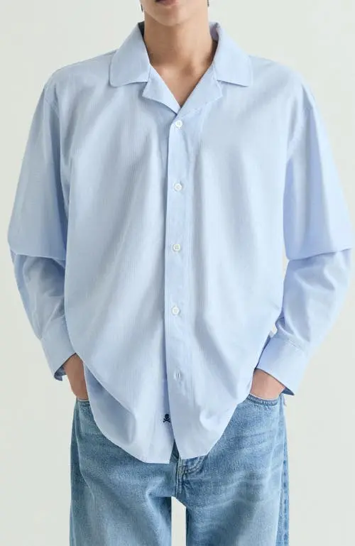 SCALPERS Striped Oxford Shirt - Skybluestripes