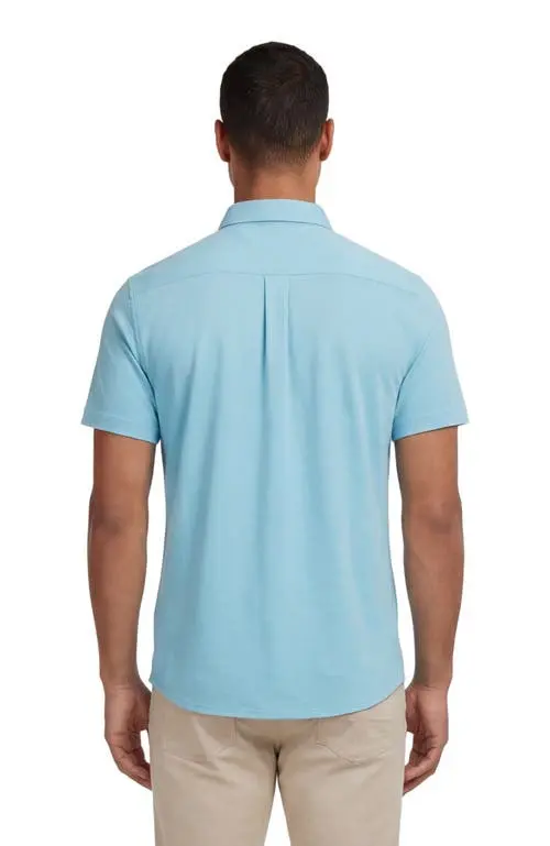 LORDS OF HARLECH Merino Wool Button-up Shirt - Teal
