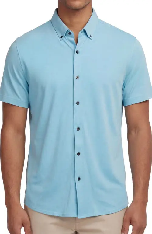 LORDS OF HARLECH Merino Wool Button-up Shirt - Teal