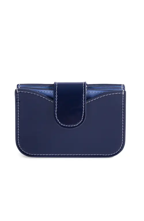 JURGI Lili Patent Leather Accordion Wallet - Navy