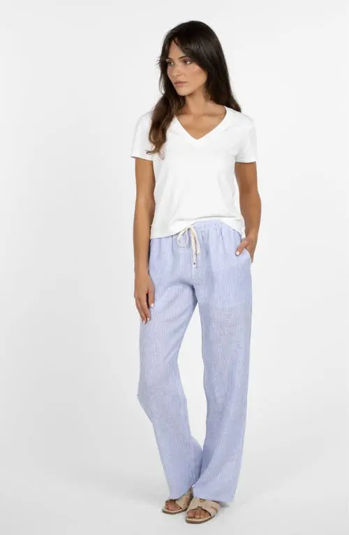 LEISURE LAB Relaxed Fit Linen Stripe Pants