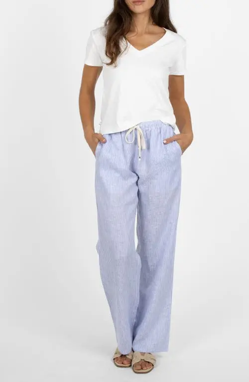LEISURE LAB Relaxed Fit Linen Stripe Pants