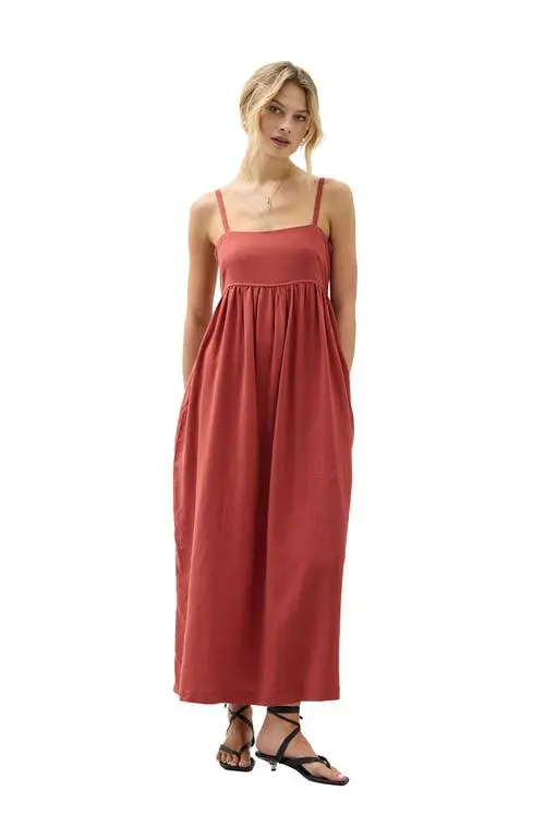 Richer Poorer Linen Blend Maxi Dress - Marsala