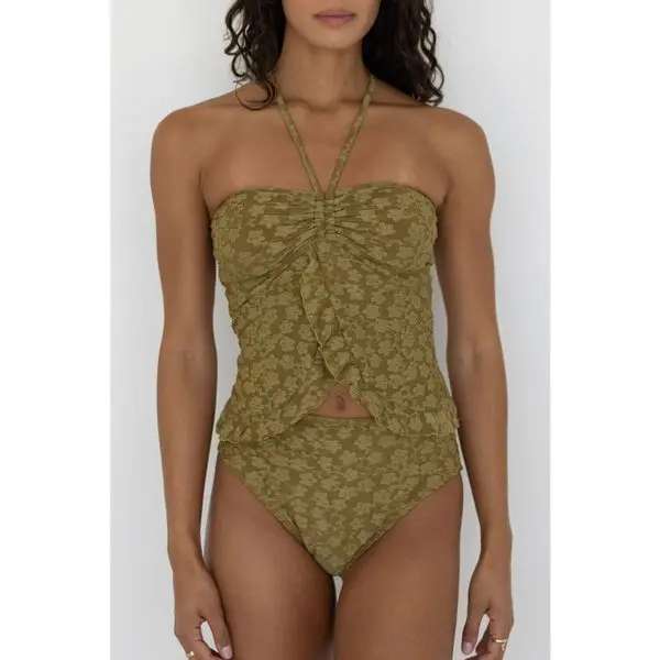 Geode Swimwear Ivy Halter Tankini Top - Green