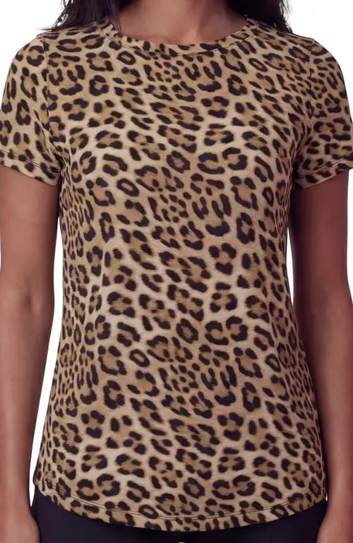 LORDS OF HARLECH Leopard Print Cap Sleeve Top In Extra Fine Merino Wool - Leopard Brown