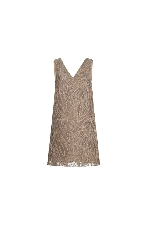 Brunello Cucinelli Embroidered V-neck Dress