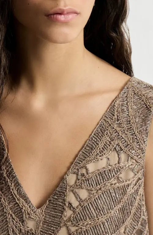 Brunello Cucinelli Embroidered V-neck Dress
