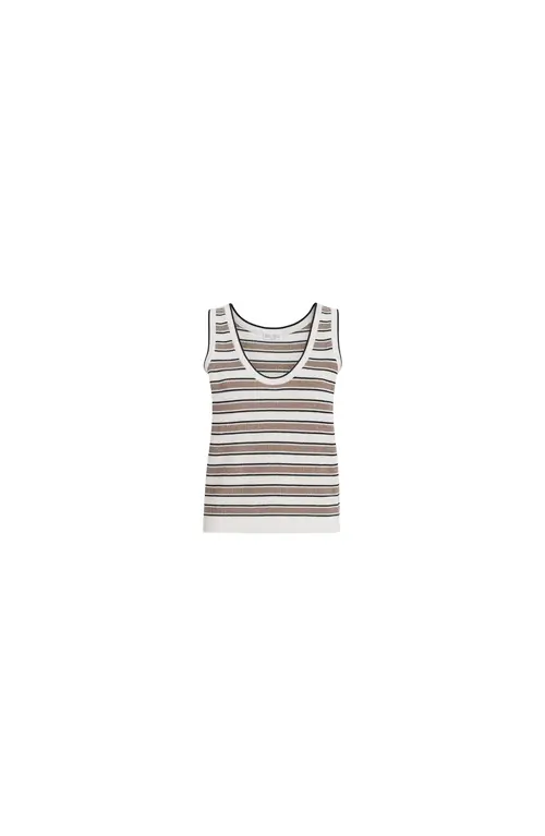 Brunello Cucinelli Striped Cotton Knit Top
