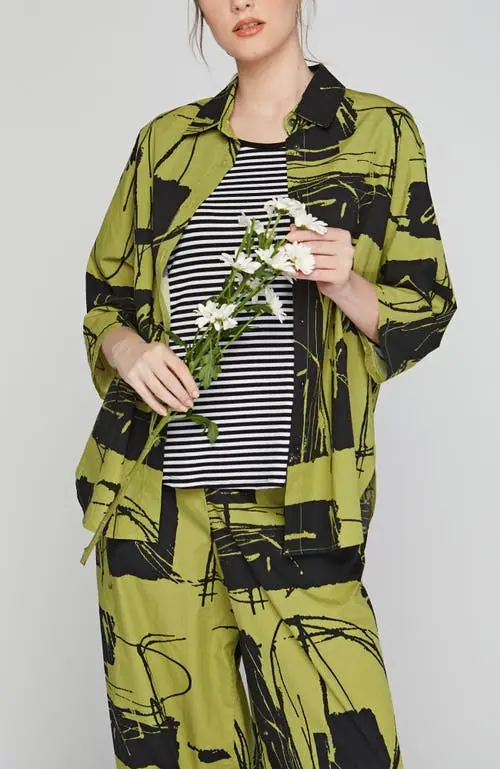 LUUKAA Elowen Printed Poplin Shirt - Lime