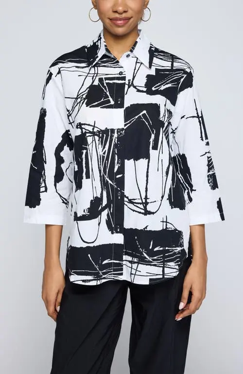 LUUKAA Elowen Printed Poplin Shirt - White