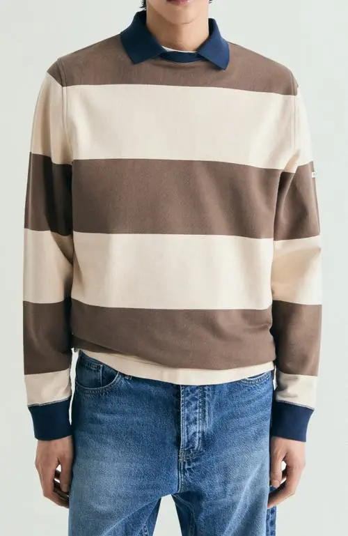 SCALPERS Contrasting Neck Striped Sweatshirt - Brown