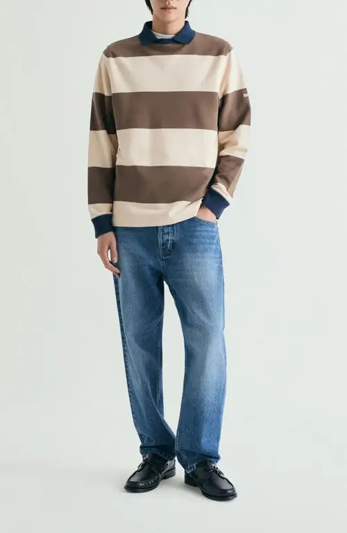SCALPERS Contrasting Neck Striped Sweatshirt