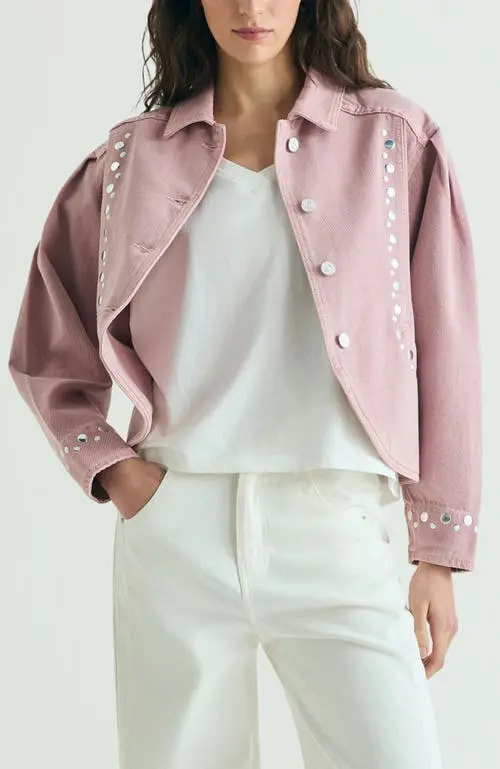 SCALPERS Denim Studs Jacket - Lightpink