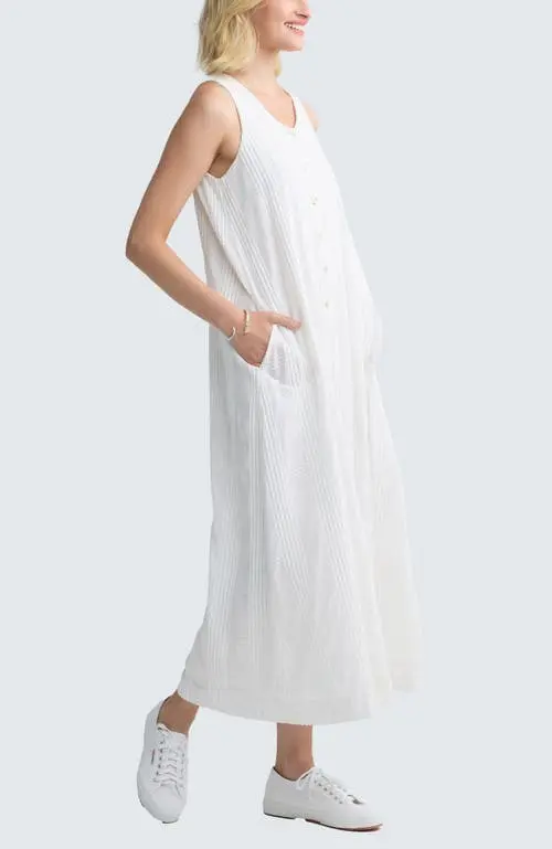 LUUKAA Isola Check-embroidered Jumpsuit - Ecru