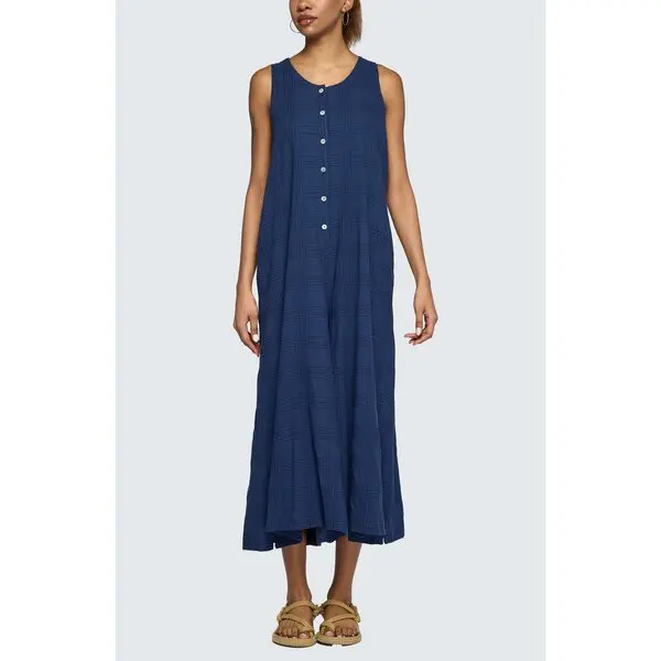 LUUKAA Isola Check-embroidered Jumpsuit - Navy