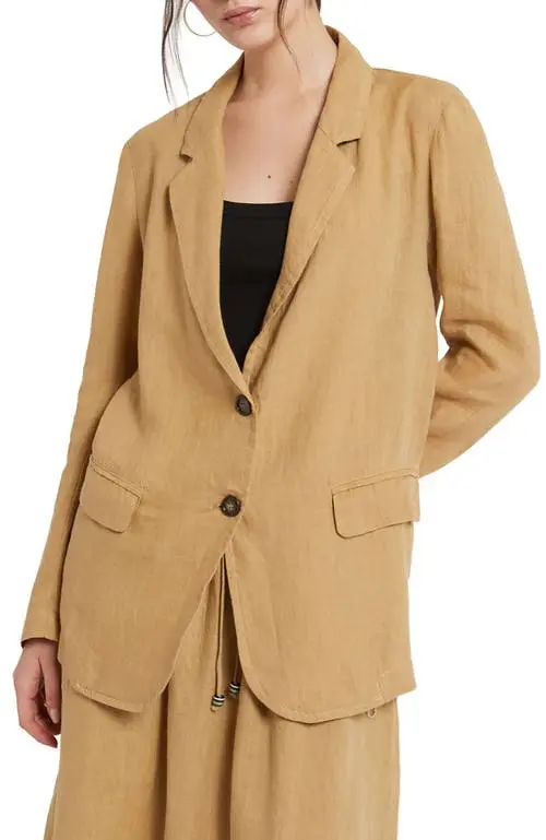 OTTOD'AME Linen Jacket With Tailored Lapels - Beige