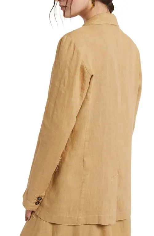 OTTOD'AME Linen Jacket With Tailored Lapels - Beige
