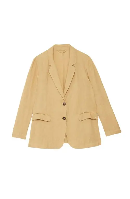 OTTOD'AME Linen Jacket With Tailored Lapels - Beige
