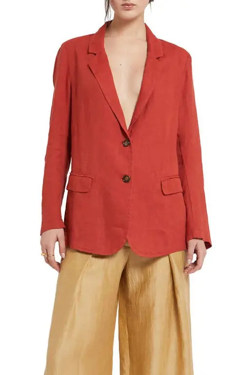 OTTOD'AME Linen Jacket With Tailored Lapels - Red