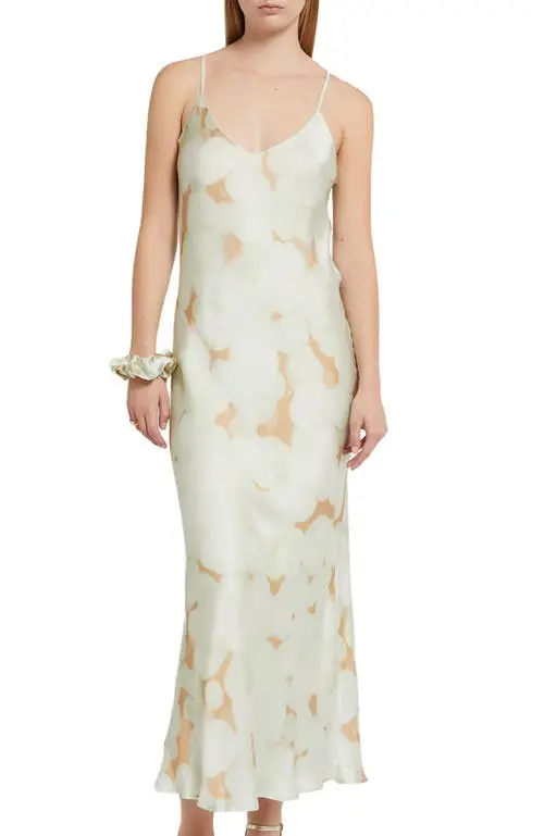 OTTOD'AME Printed Viscose Maxi Dress With Matching Scrunchie - Mint