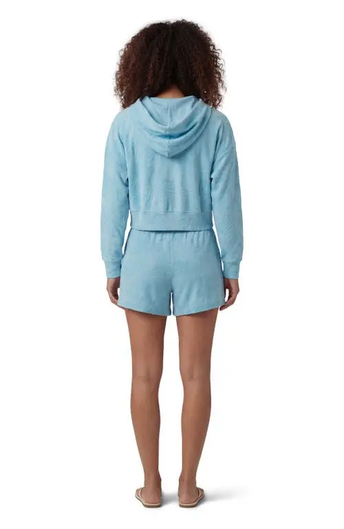LORDS OF HARLECH Terry Jacquard Floral Drawstring Shorts - Teal