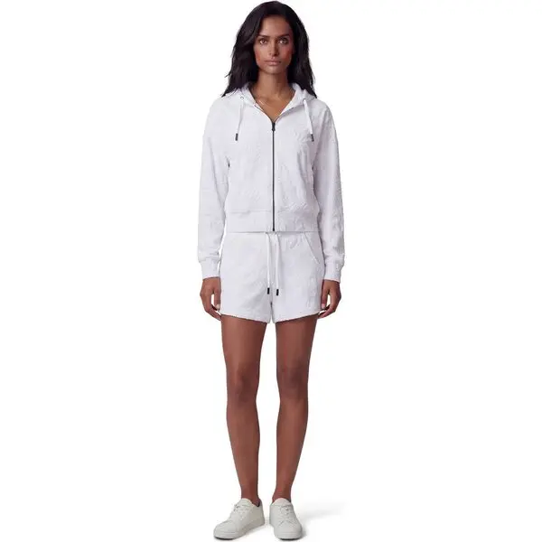 LORDS OF HARLECH Terry Jacquard Floral Drawstring Shorts - White