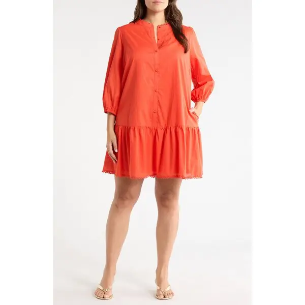 SUGARLIPS Yamila Ruffle Cotton Minidress - Tomato