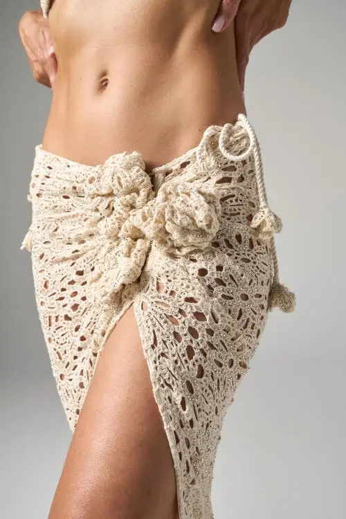 JBQ Beaded Macramé Wrap Skirt