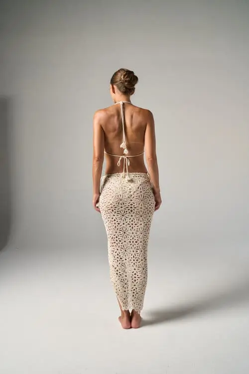 JBQ Beaded Macramé Wrap Skirt