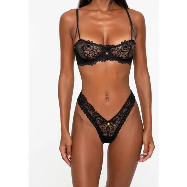 One Empire Jessabel Delicate Lace-accent Lingerie Set - Black