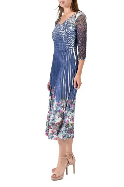 Komarov Midi Length Lace Sleeve Dress