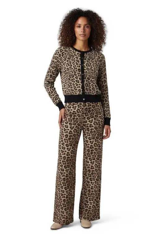 LORDS OF HARLECH Leopard Print Wool Wide-leg Trousers - Leopard Brown