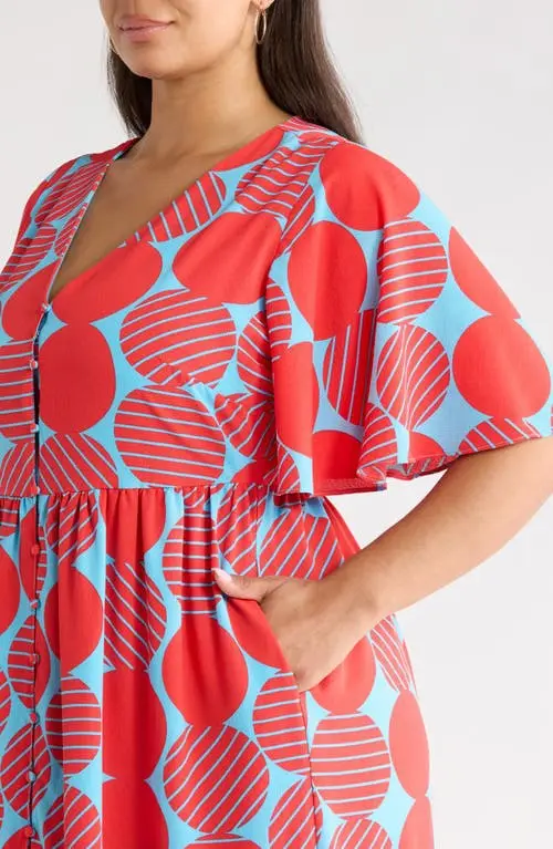 SUGARLIPS Print Ruffle Hem Maxi Dress